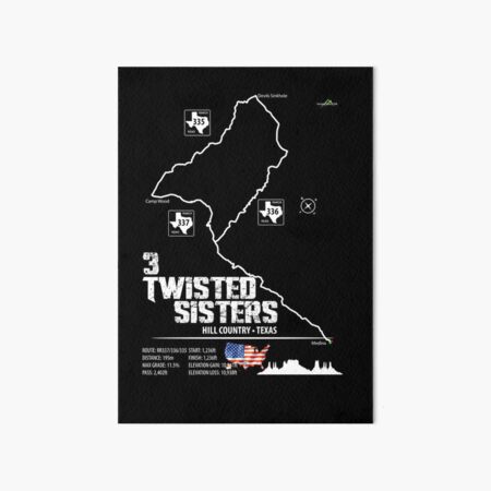 "Three Sisters Twisted Sisters Texas Motorcycle Trail Map Sticker T ...