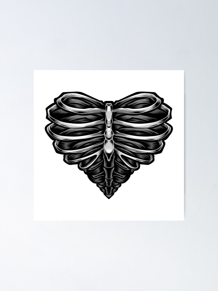 "Skeleton Heart - Heart Shaped Skeleton Illustration" Poster for Sale ...