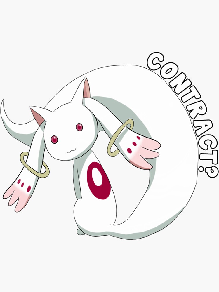 "Kyubey - Contract?" Sticker for Sale by perkesbuserj | Redbubble
