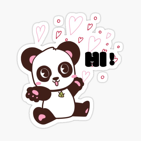 "Cute Panda says HI" Sticker for Sale by Design22Plus | Redbubble