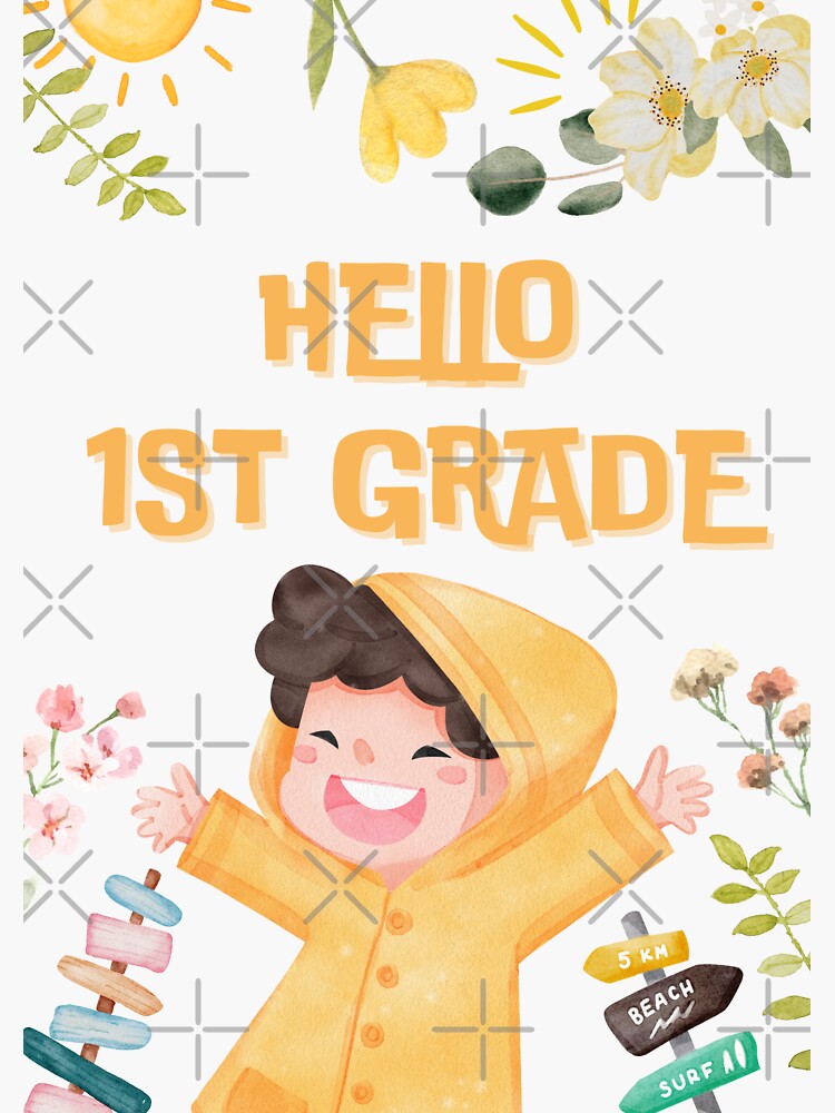 "Hello First Grade" Sticker for Sale by Pi-Artist | Redbubble