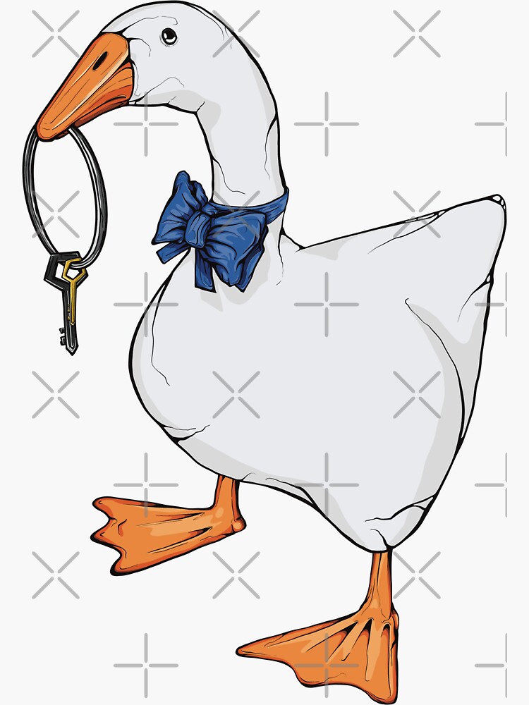 "Goose with Keys Wearing a Blue Ribbon" Sticker for Sale by mary-celine ...