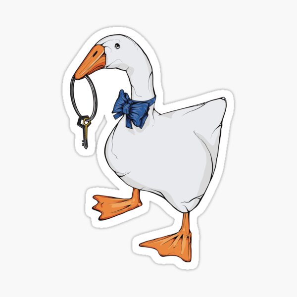 "Goose with Keys Wearing a Blue Ribbon" Sticker for Sale by mary-celine ...