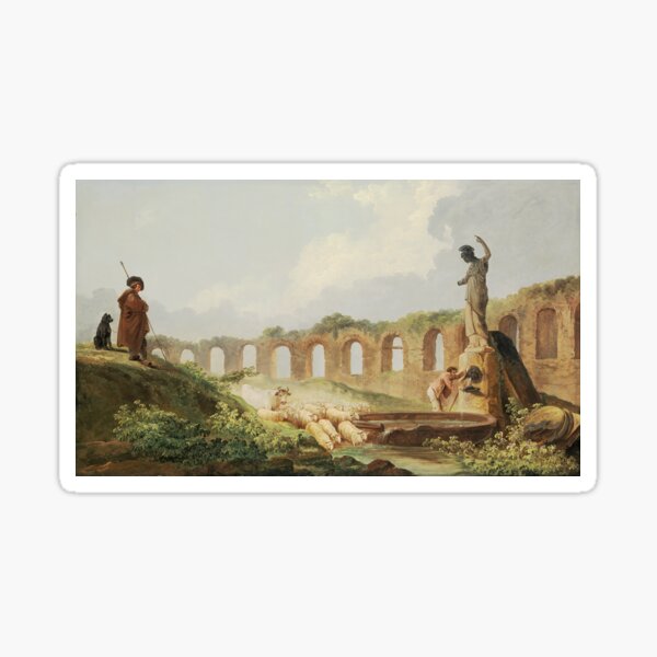 "Aqueduct in Ruins Hubert Robert " Sticker for Sale by OldTimeArt ...