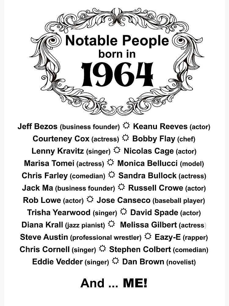"Notable People Born in 1964 ... and Me!" Poster for Sale by ...