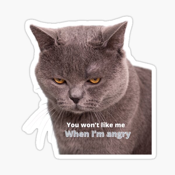 "You won't like me When I'm angry " Sticker for Sale by IQR-Design ...