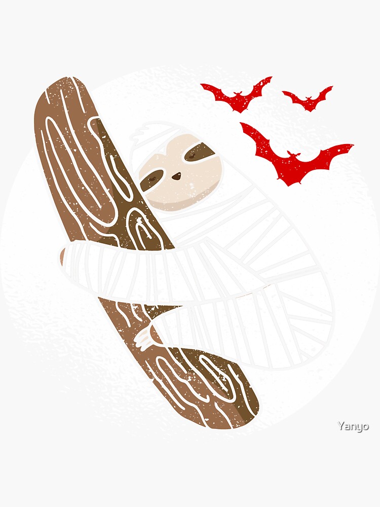 "Sloth Moon Bats Cute Halloween Animal" Sticker for Sale by Yanyo ...