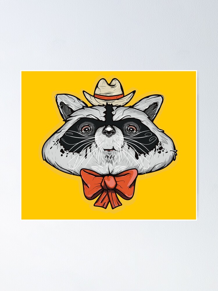 Póster «Mapache con sombrero de vaquero y cinta roja» de mary-celine ...
