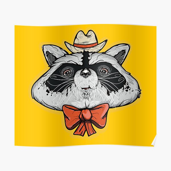 Póster «Mapache con sombrero de vaquero y cinta roja» de mary-celine ...