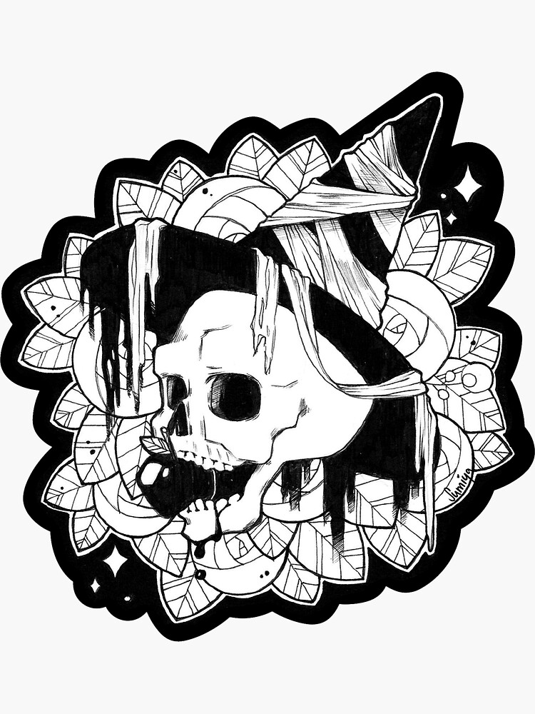 "Tasty - Halloween Witch Skull - Inktober 2019 Design" Sticker for Sale ...
