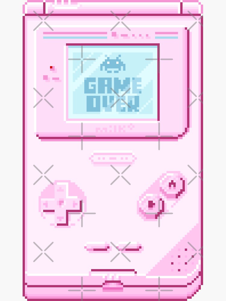 pastel pink pixel handheld game console ~ game over ♡" Sticker for Sale ...
