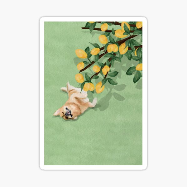 "Happy Dog Under Lemon Tree" Sticker for Sale by PawssionateArt | Redbubble