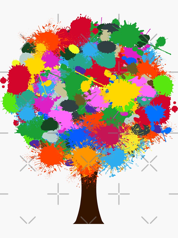 "Colorful Paint Tree Rainbow Paint Nature Blobs" Sticker for Sale by ...