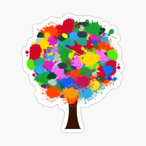 "Colorful Paint Tree Rainbow Paint Nature Blobs" Sticker for Sale by ...