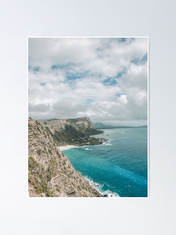 "Hawaiian cliff side, ocean waves " Poster for Sale by Kaleikaydesign ...