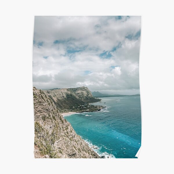 "Hawaiian cliff side, ocean waves " Poster for Sale by Kaleikaydesign ...