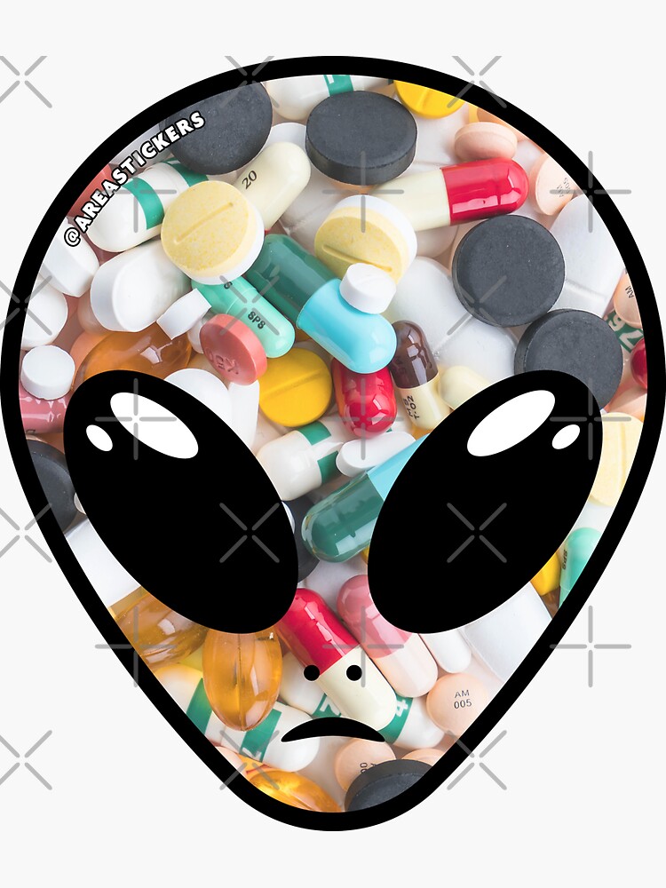 "Alien head - Pills skin" Sticker for Sale by AreaStickers | Redbubble