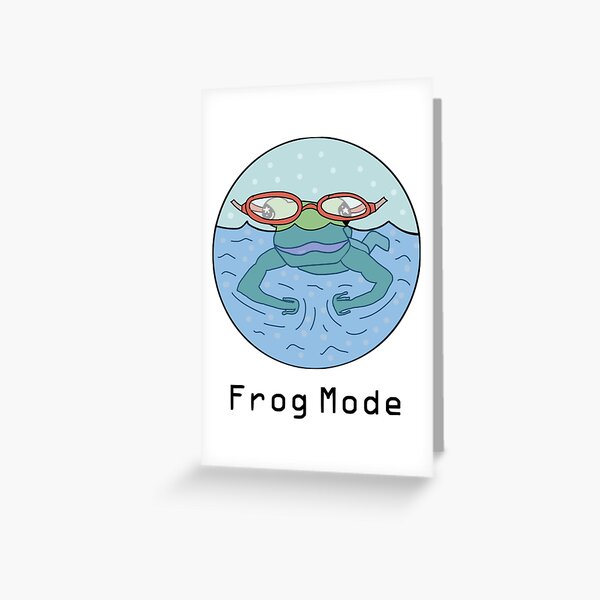 "Frog Swimming 'Frog Mode' Cartoon Design" Greeting Card for Sale by ...