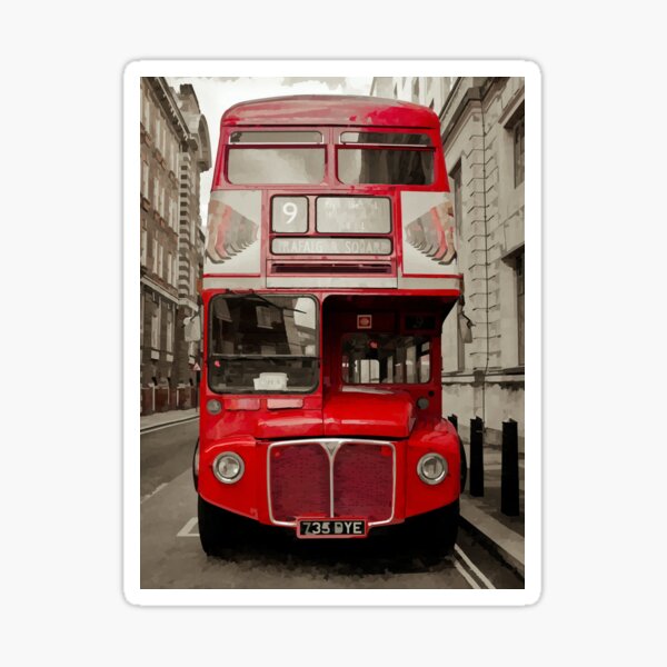 "Vintage Red London Bus - Watercolour Style" Sticker for Sale by ...