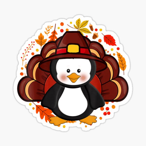 "Cute Turkey Penguin Thanksgiving Thankful Family Costume" Sticker for ...