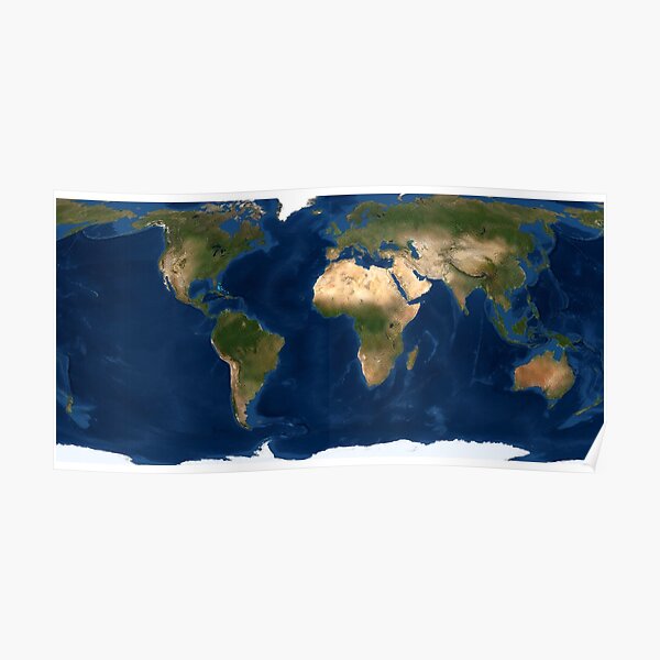 "Map of the Earth Realistic Satelite Map Without Borders" Poster for ...