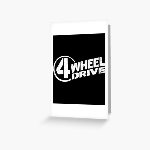 "Vintage White & Distressed 4 Wheel Drive Logo" Greeting Card for Sale ...