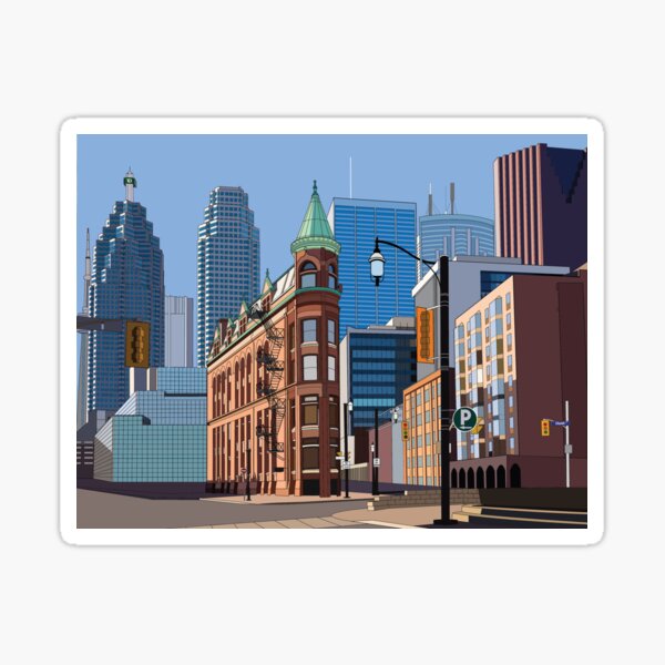 "Downtown Toronto Flatiron Landscape Illustration" Sticker for Sale by hayleypark | Redbubble