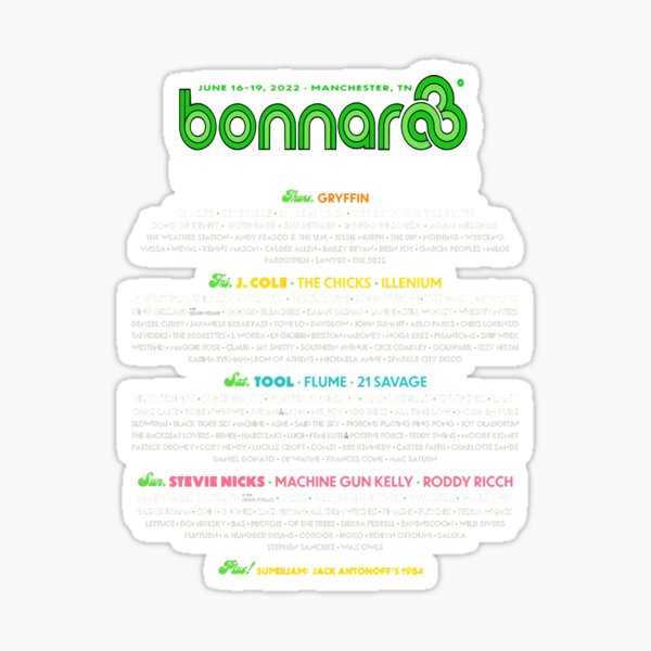 "Bonnaroo Music Festival 2022 Line-Up" Sticker for Sale by ...