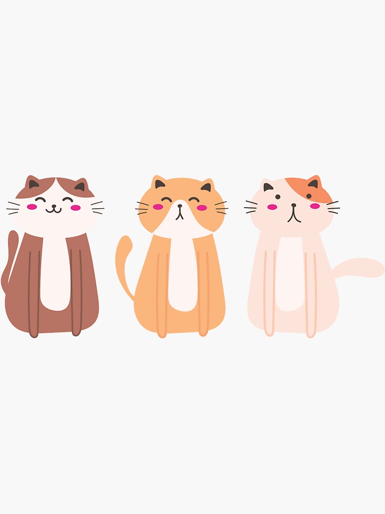 "TRIPLE CATS" Sticker for Sale by Mewnicorn | Redbubble