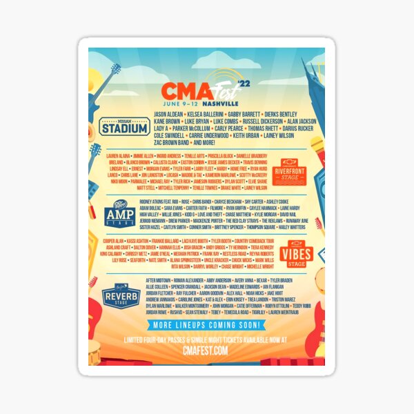 "Lineup CMA Music Fest 2022" Sticker for Sale by Lindawin | Redbubble