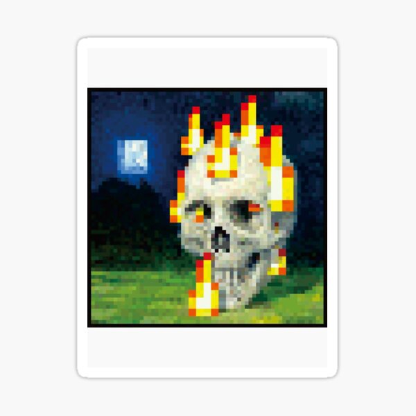 "Minecraft Painting Burning Skull Poster" Sticker for Sale by ...