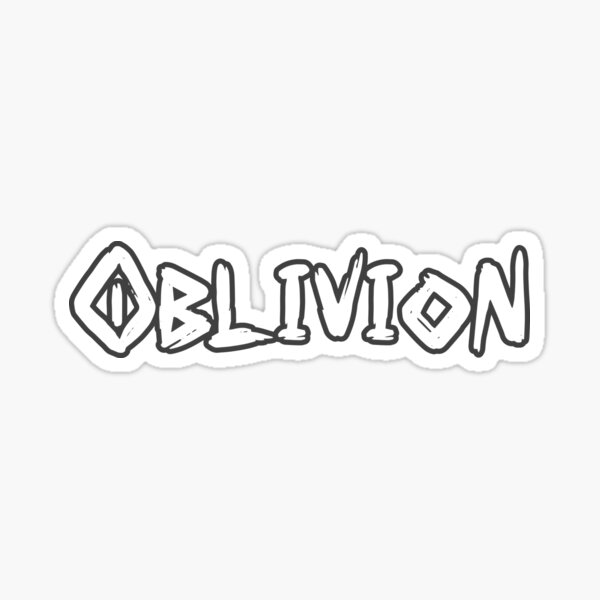"Cool Oblivion Quote in Cool Brush Font White Color " Sticker for Sale by RiciPaneto | Redbubble