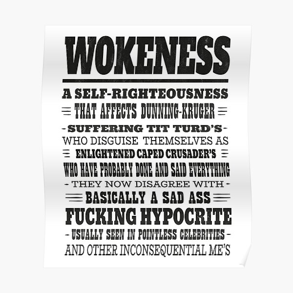 "WOKENESS - BLACK" Poster for Sale by Delapits | Redbubble