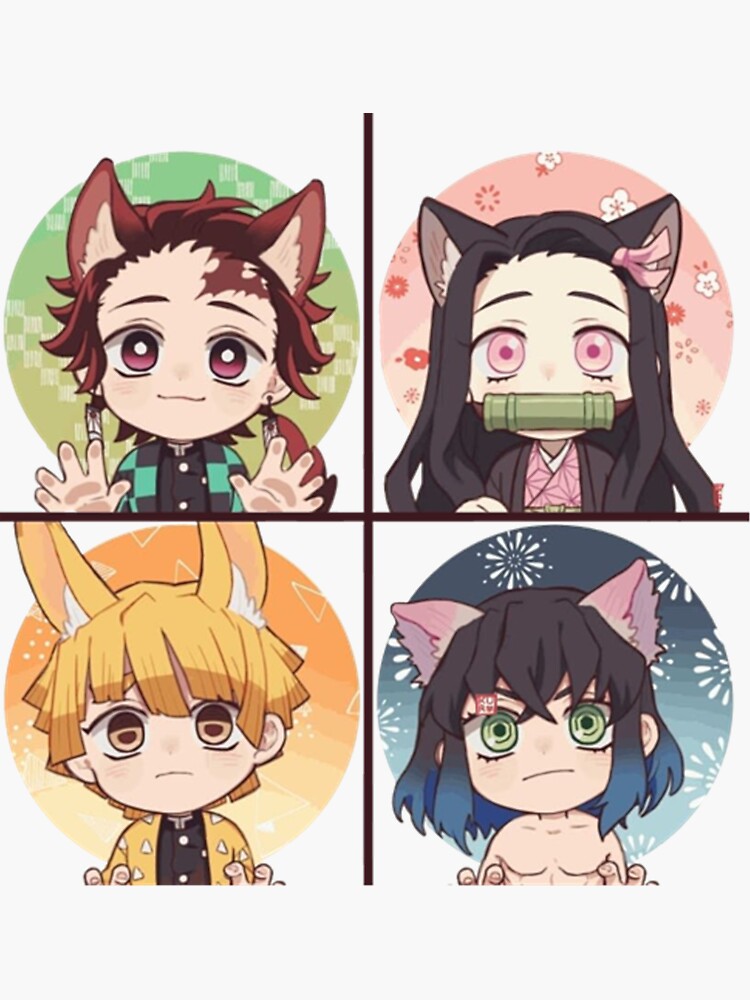 "DS Tanjiro Nezuko Zenitsu Inosuke Cute Chibi Art DS " Sticker for Sale ...