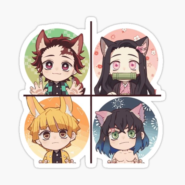 "DS Tanjiro Nezuko Zenitsu Inosuke Cute Chibi Art DS " Sticker for Sale ...