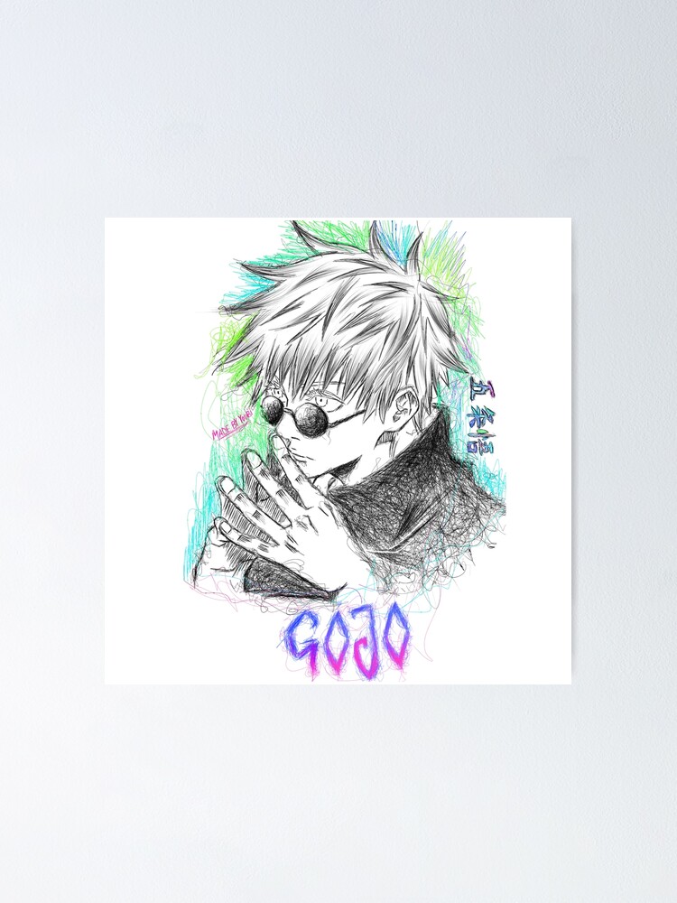 "[ SALE ] ⭐⭐⭐⭐⭐ GOJO SATORU WITH SCRIBBLE ART / JUJUTSU KAISEN" Poster ...