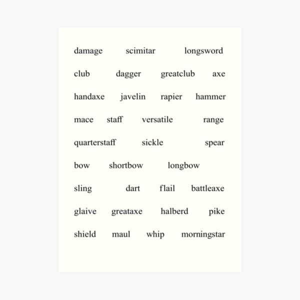 "33 Weapon Words Game Master Magnetic Fridge Poetry Stickers" Art Print ...