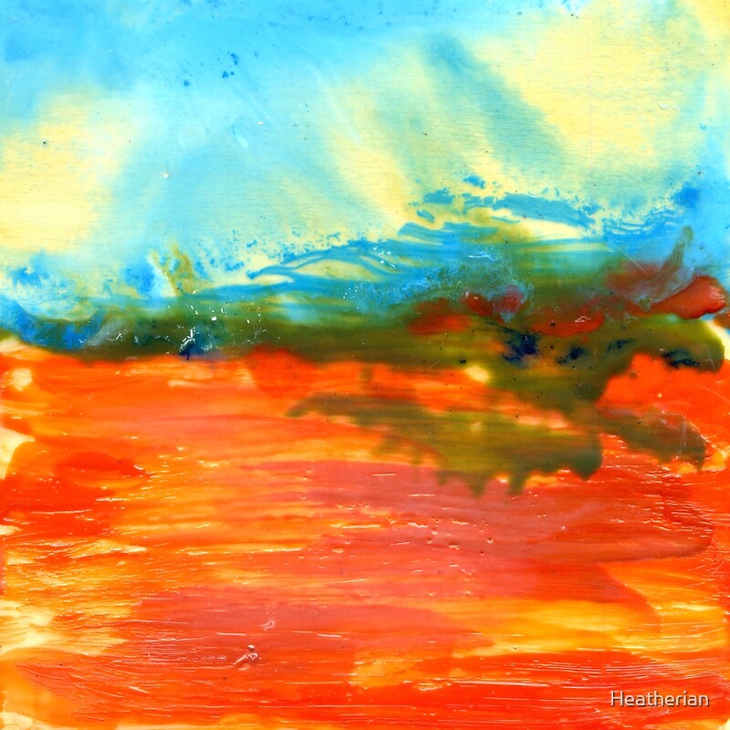 "Red Desert Encaustic Landscape Painting" by Heatherian | Redbubble
