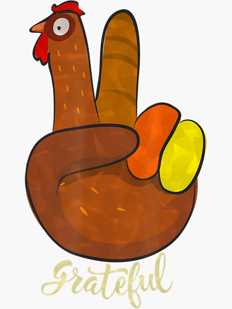 "Peace Turkey Love Thanksgiving Hand Sign Bird Gesture" Sticker for ...
