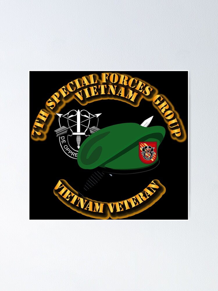 "SOF - 7th SFG VN - Beret Dagger DUI - V1" Poster for Sale by ...