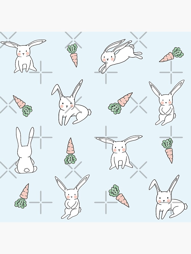 "Bunnies and Carrots" Sticker for Sale by kmstudio | Redbubble