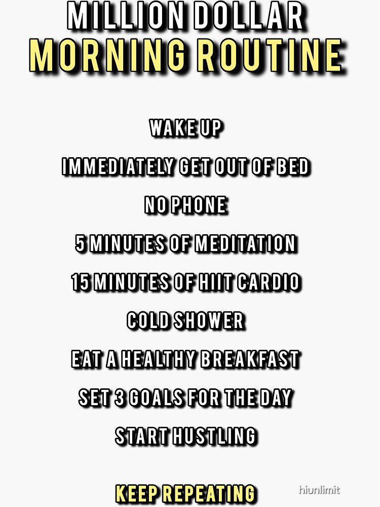 "Million Dollar Morning Routine Business Entrepreneur Motivation White ...