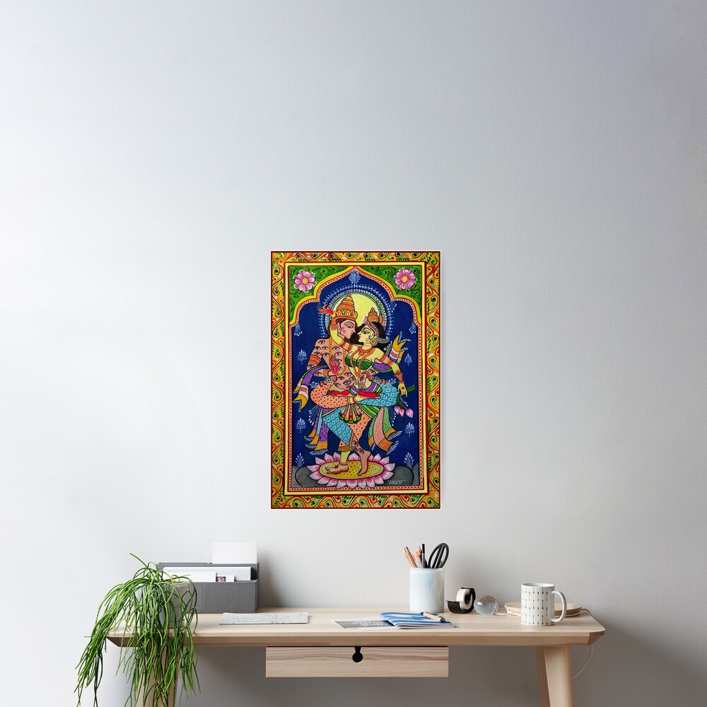 "Indra with Ahalya, Pattachitra Painting" Poster for Sale by Onodera ...
