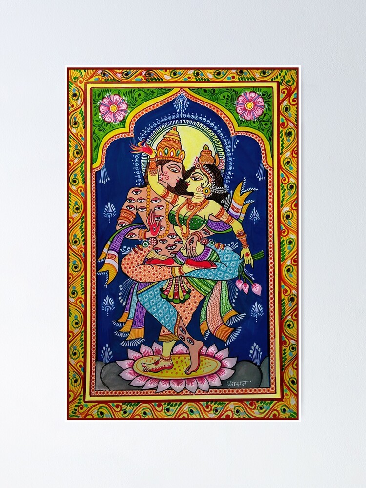 "Indra with Ahalya, Pattachitra Painting" Poster for Sale by Onodera ...