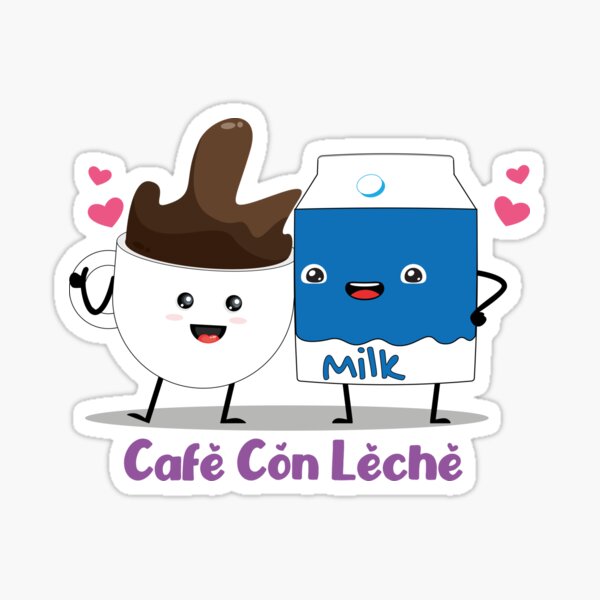 "Cafe Con Leche Coffee With Milk " Sticker for Sale by ChibiDesigner ...