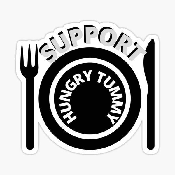 "Support Hungry Tummy" Sticker for Sale by leftyconceptops | Redbubble