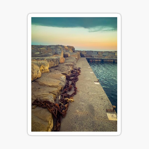 "Seaport Summer Sunset Sea Rocks Chains" Sticker for Sale by ...