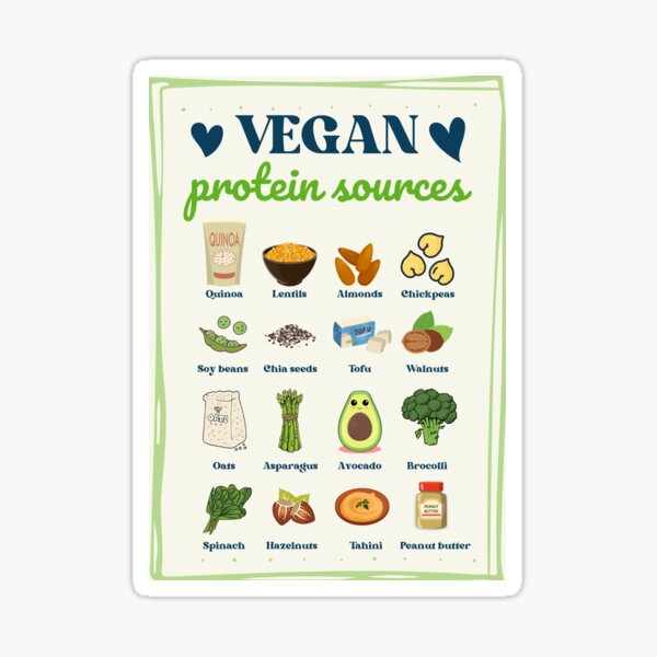 "Vegan Protein Sources" Sticker for Sale by Lauraloris | Redbubble