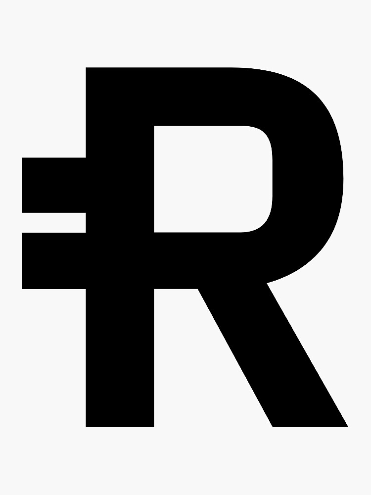 "Just the R: Black on White" Sticker for Sale by El-Lodge | Redbubble