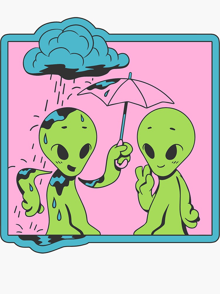 "Umbrella Alien Help Real Friend Abstract" Sticker for Sale by ...